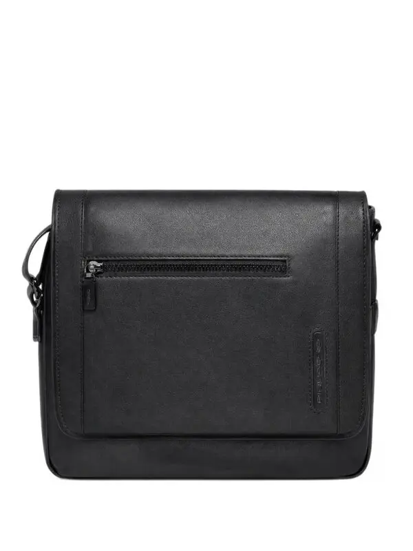 PIQUADRO Logo Embossed Messenger Bag - Black