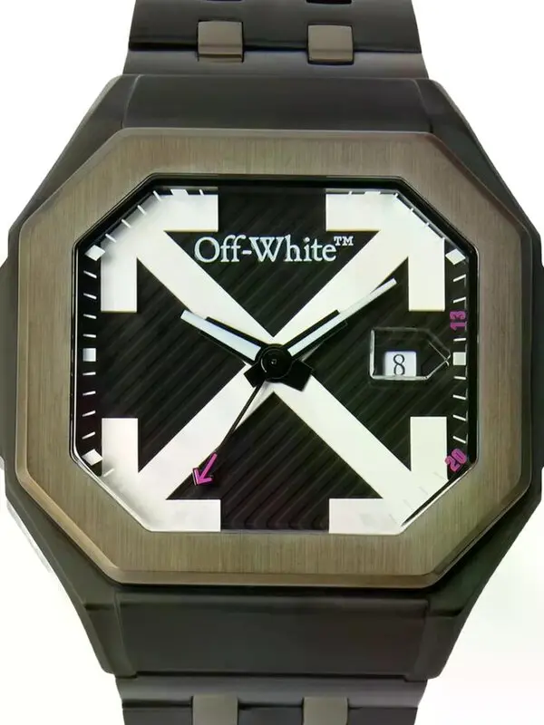 Off-White Rectangular Stainless Steel Watch - Black