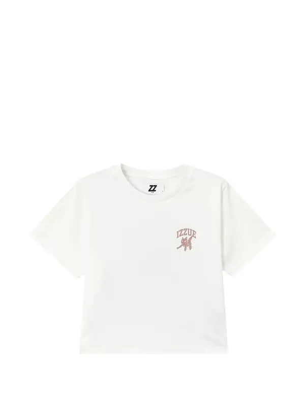 Izzue Graphic Print Cropped T-shirt In Ivory - White