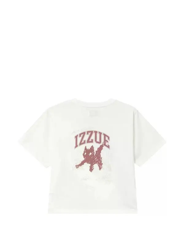 Izzue Graphic Print Cropped T-shirt In Ivory