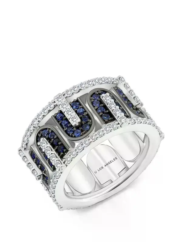 U LOS ANGELES Diamond And Sapphire U Ring