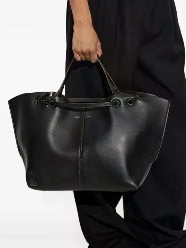 Max Mara Mixed Doubles Leather Tote Bag - Black