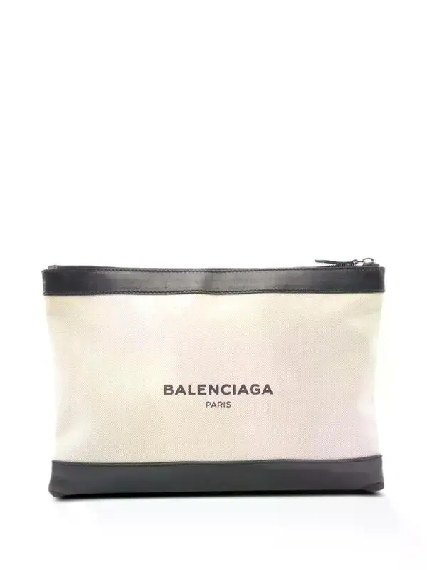 Balenciaga Canvas Navy Clip M Clutch Bag