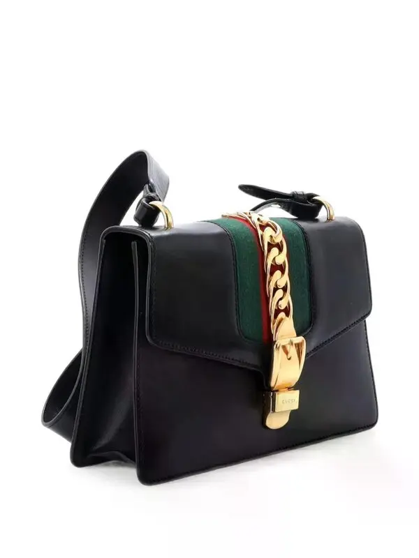 Gucci Sylvie Leather Small Shoulder Bag - Black