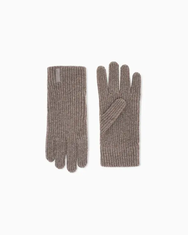 Giorgio Armani Ribbed Seamless Cashmere Gloves - Brown