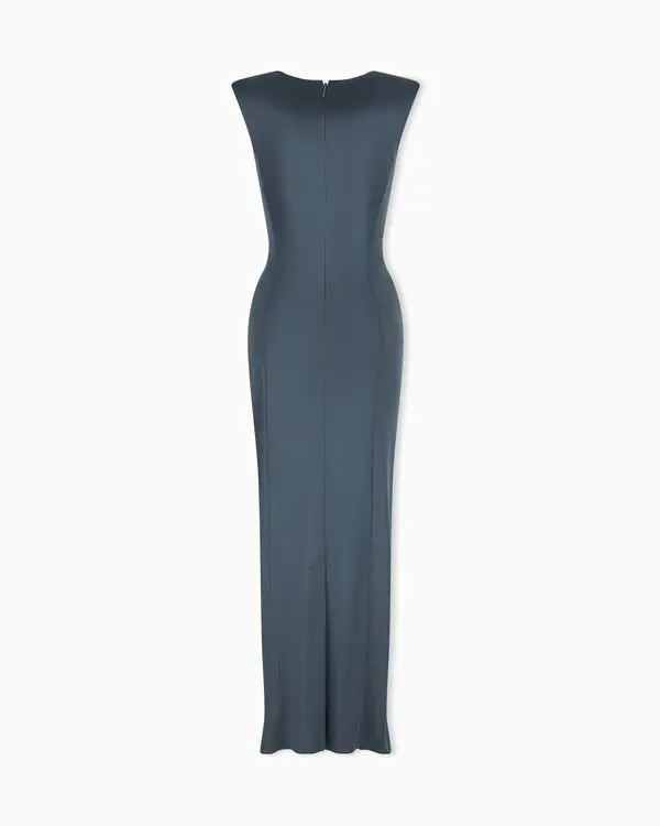 Giorgio Armani Long Sleeveless Shiny Viscose Jersey Gown - Grey