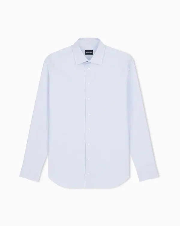 Giorgio Armani Regular Fit Shirt In Micro Weave Cotton With French Collar