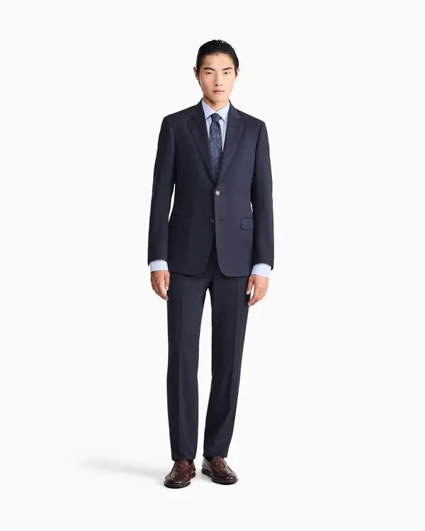 Giorgio Armani Regular Fit Shirt In Micro Weave Cotton With French Collar