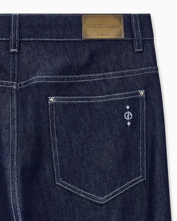 Giorgio Armani Regular Fit Cotton And Virgin Wool Denim Trousers