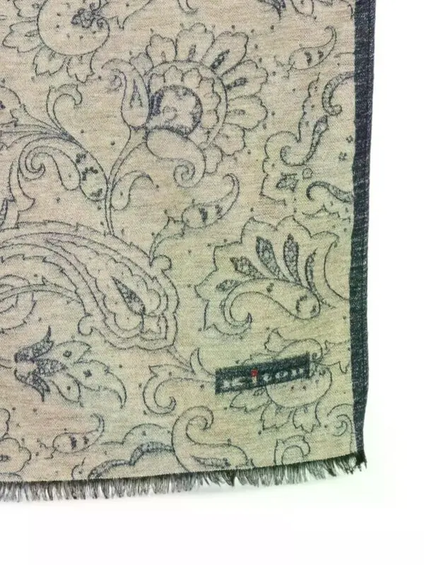 Kiton Paisley-print Frayed Scarf - Neutrals