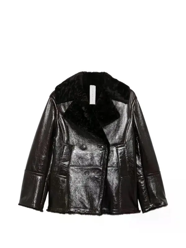 FURLING BY GIANI Shearling Collar Double-breasted Jacket