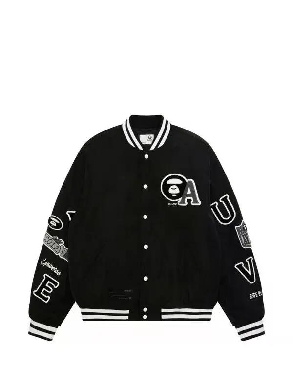 AAPE BY *A BATHING APE Moonface Embroidered-patch Varsity Jacket