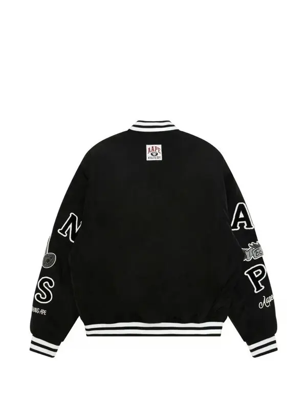 AAPE BY *A BATHING APE Moonface Embroidered-patch Varsity Jacket