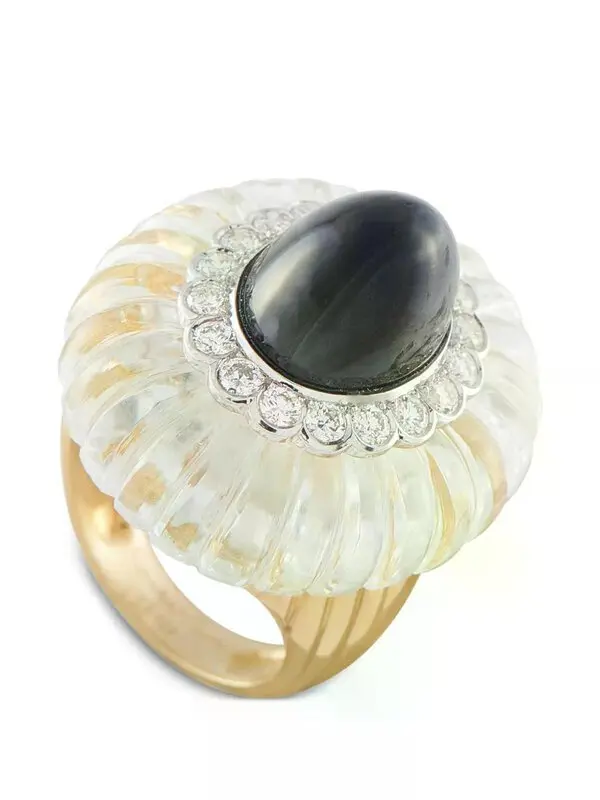Cartier 18k Yellow Diamond And Rock Crystal Earrings And Ring Set