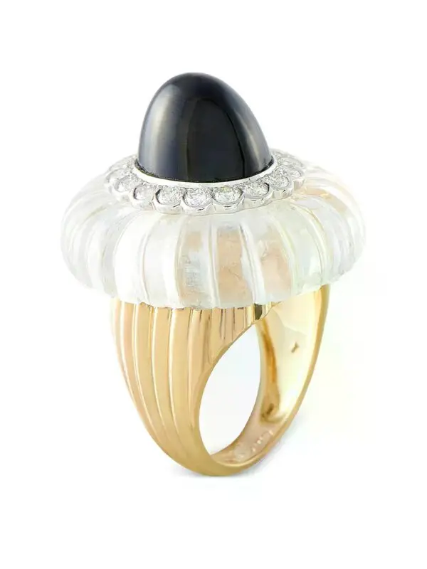 Cartier 18k Yellow Diamond And Rock Crystal Earrings And Ring Set