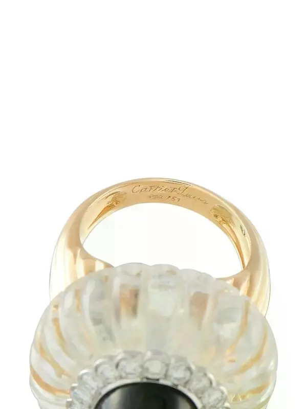 Cartier 18k Yellow Diamond And Rock Crystal Earrings And Ring Set