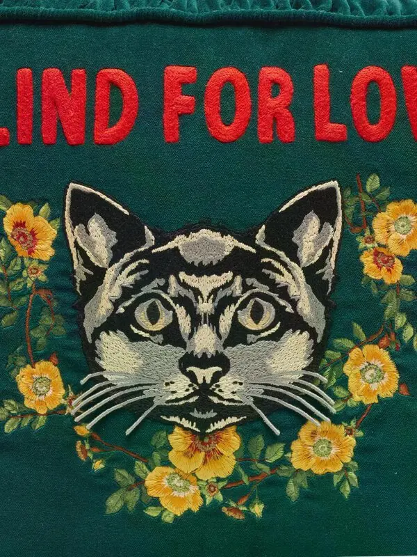 Gucci Blind For Love Embroidered Cat Pillow