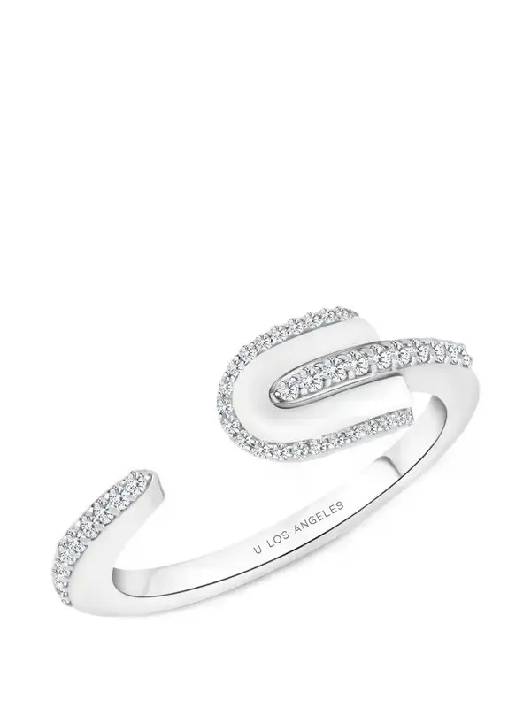 U LOS ANGELES 18k White Gold Quartz And Diamond Ring - Silver