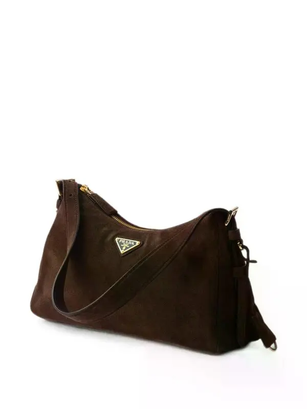 Prada Aimée Medium Suede Shoulder Bag - Brown