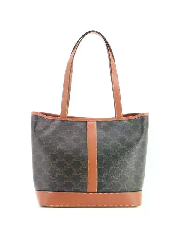 Celine Cabas Tote Triomphe Coated Canvas Small Shoulder Bag - Brown