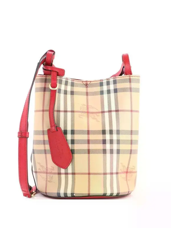 Burberry Lorne Haymarket Coated Canvas Small Bucket Bag - Red