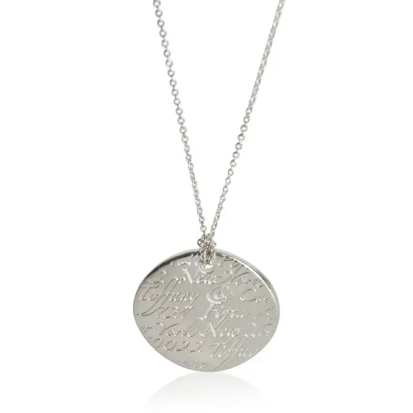 Tiffany & Co. Sterling Silver Engraved Notes Pendant Necklace