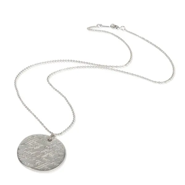 Tiffany & Co. Sterling Silver Engraved Notes Pendant Necklace