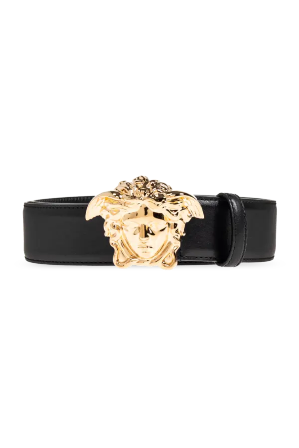 Versace Leather Belt With Medusa Buckle