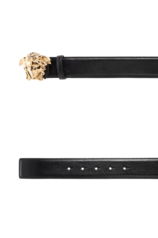 Versace Leather Belt With Medusa Buckle