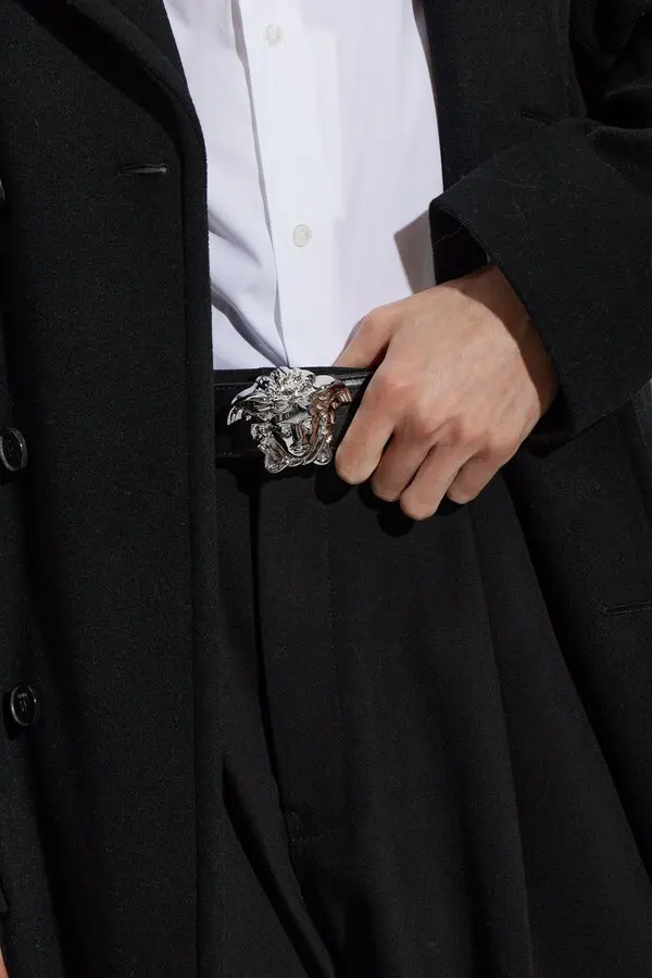 Versace Leather Belt With Medusa Buckle