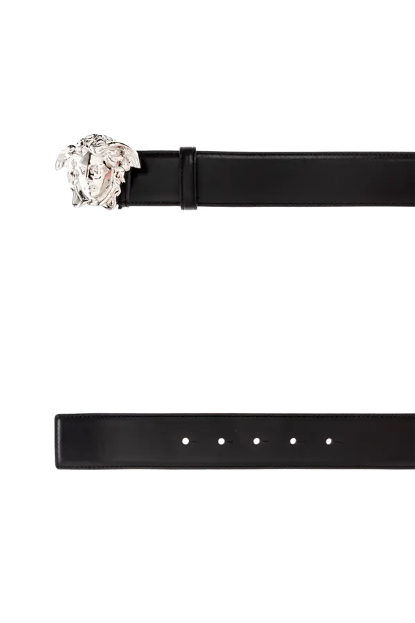 Versace Leather Belt With Medusa Buckle