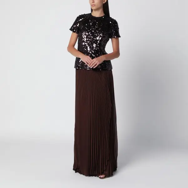 Valentino Garavani Long Pleated Silk Skirt