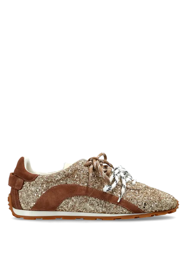 Dsquared2 Sequined Low Top Sneakers With Suede Accents - Gold