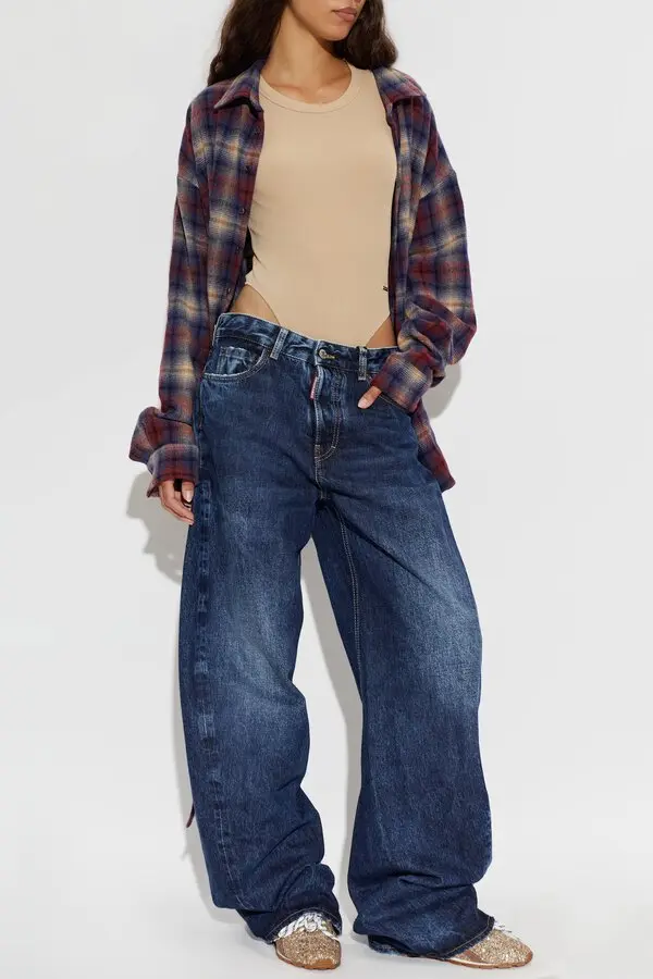 Dsquared2 Sequined Low Top Sneakers With Suede Accents