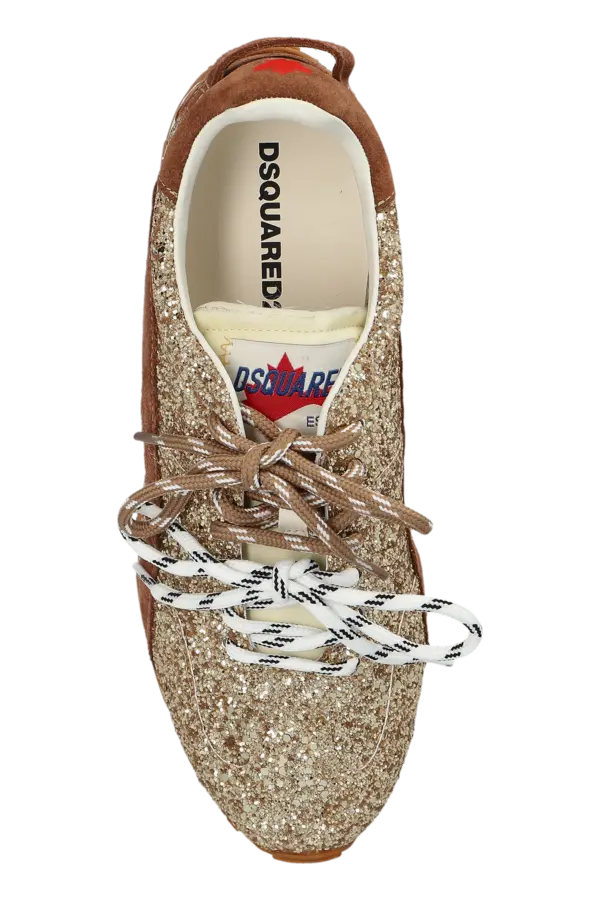 Dsquared2 Sequined Low Top Sneakers With Suede Accents