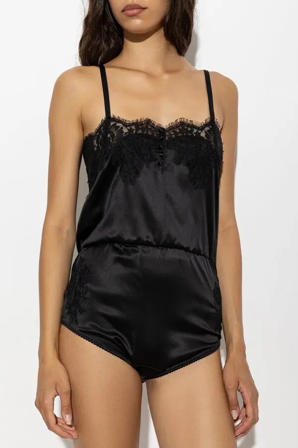 Dolce & Gabbana Silk Bodysuit With Lace Accents