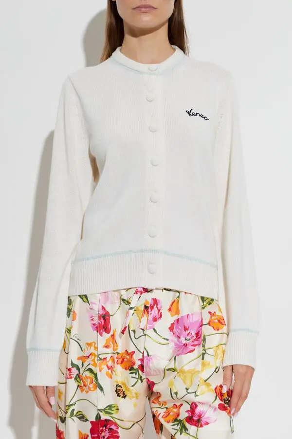 Kenzo Embroidered Logo Wool Cardigan