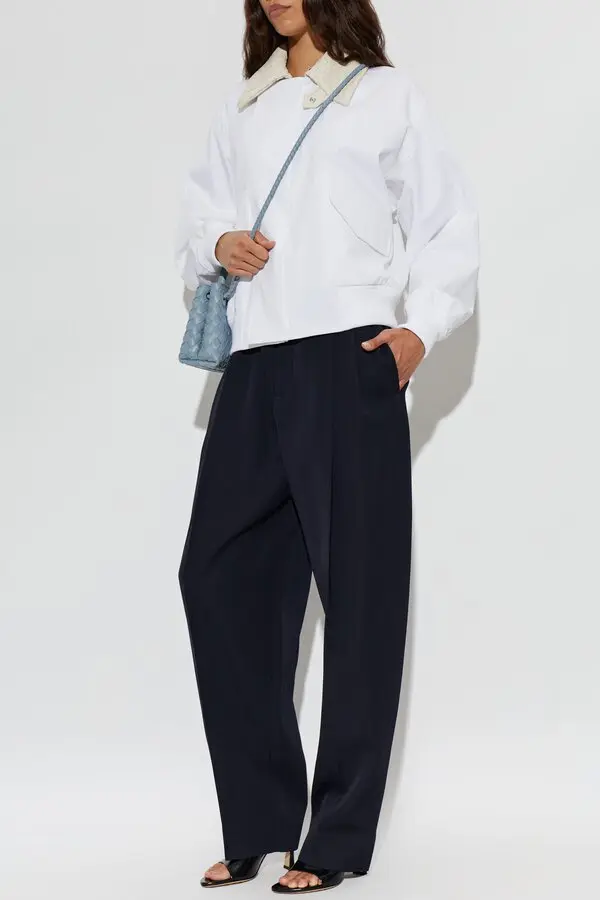 Bottega Veneta Cotton Jacket With Contrasting Basket Weave Collar