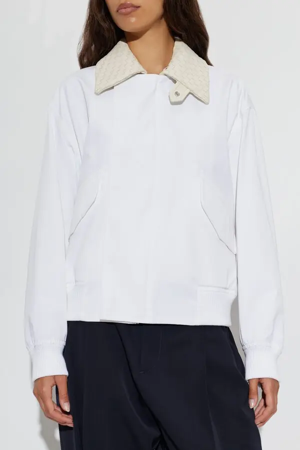 Bottega Veneta Cotton Jacket With Contrasting Basket Weave Collar