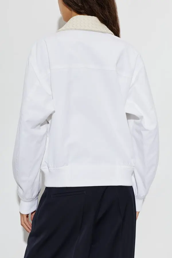 Bottega Veneta Cotton Jacket With Contrasting Basket Weave Collar
