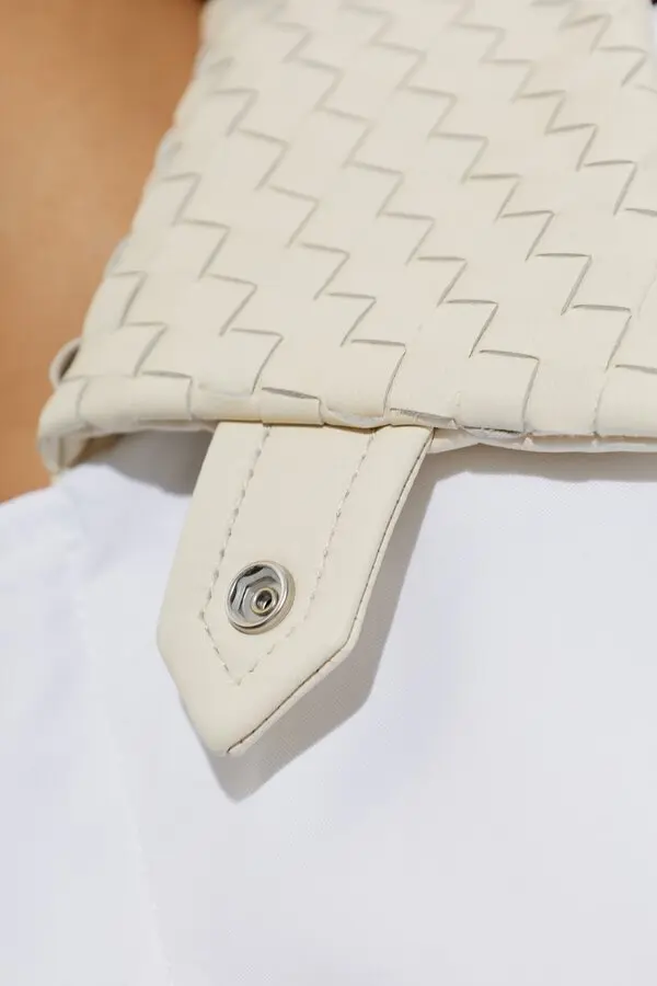 Bottega Veneta Cotton Jacket With Contrasting Basket Weave Collar