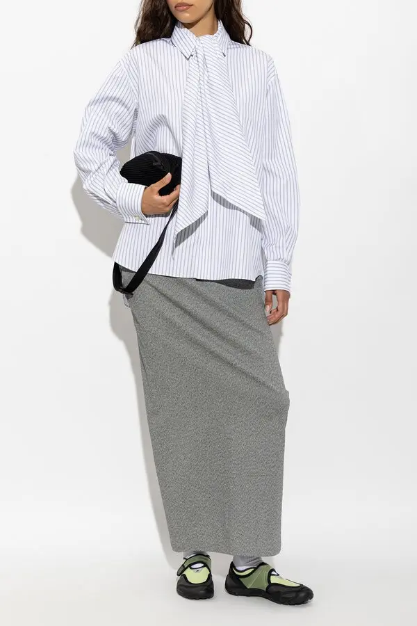 Sacai Striped Shirt With Decorative Neckline Tie