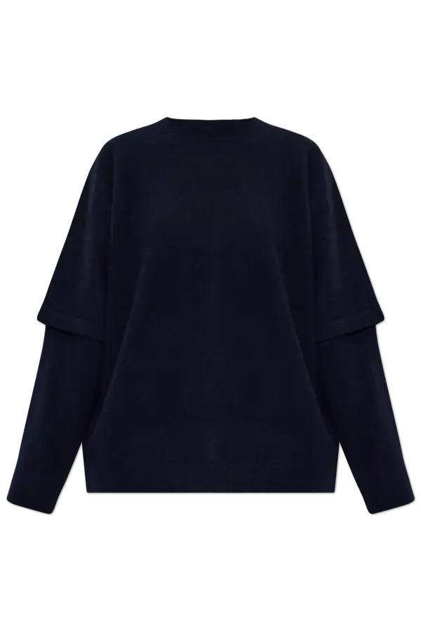 DARKPARK Navy Wool And Cashmere Double Sleeve Sweater