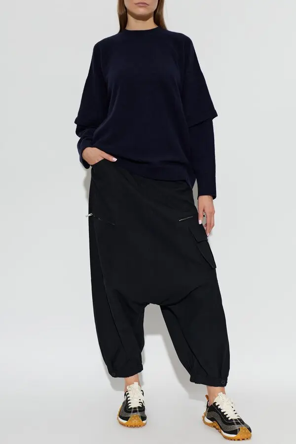 DARKPARK Navy Wool And Cashmere Double Sleeve Sweater