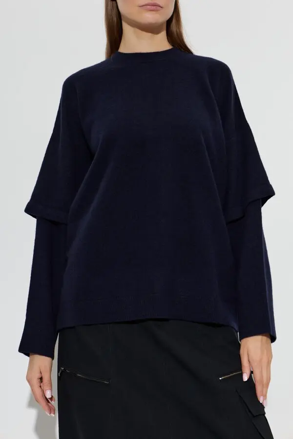 DARKPARK Navy Wool And Cashmere Double Sleeve Sweater