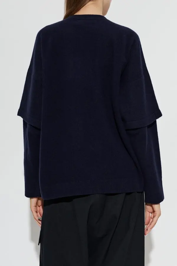 DARKPARK Navy Wool And Cashmere Double Sleeve Sweater
