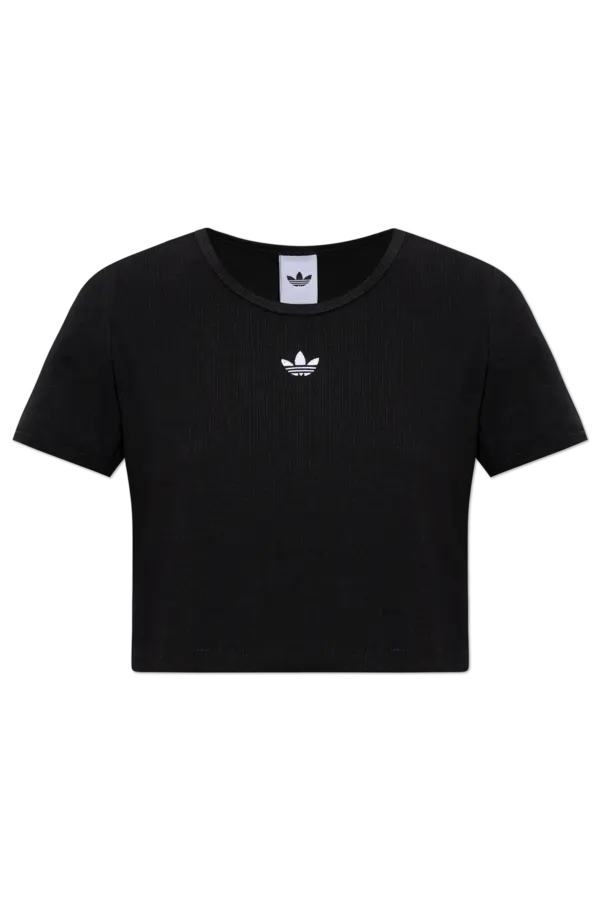 ADIDAS ORIGINALS Ribbed Cropped Top With Embroidered Trefoil Logo