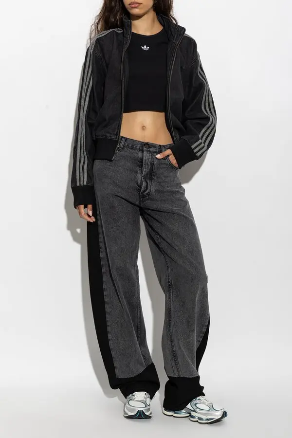 ADIDAS ORIGINALS Ribbed Cropped Top With Embroidered Trefoil Logo