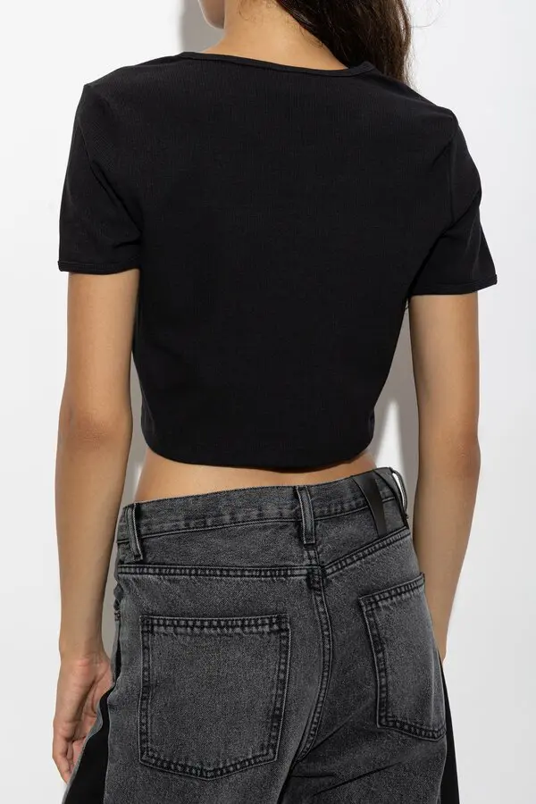 ADIDAS ORIGINALS Ribbed Cropped Top With Embroidered Trefoil Logo
