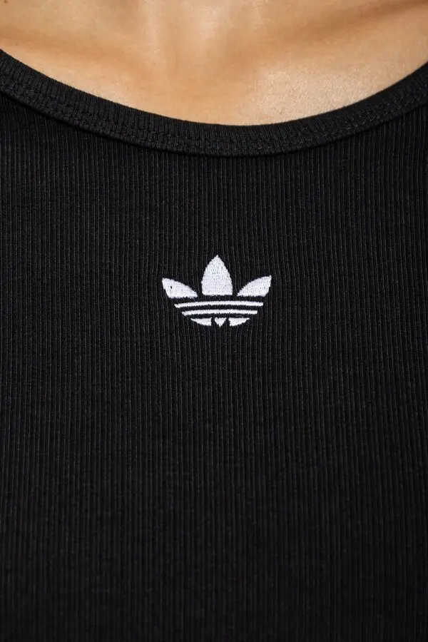 ADIDAS ORIGINALS Ribbed Cropped Top With Embroidered Trefoil Logo